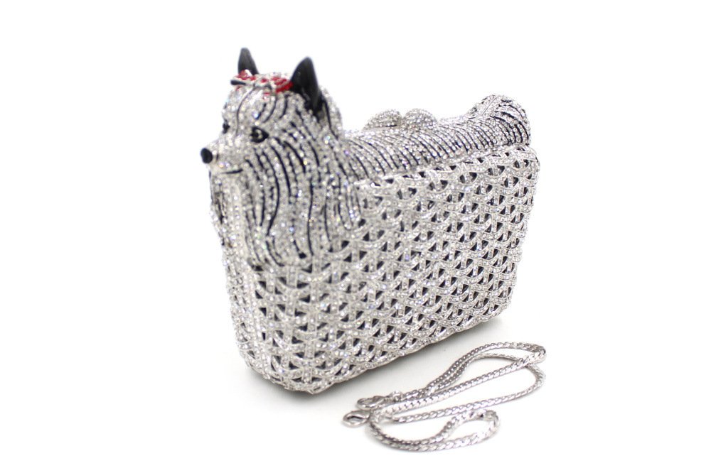 Chirrupy Chief® Poodle Cute Purses For Women Crystal Evening Clutch Bags (Gold)
