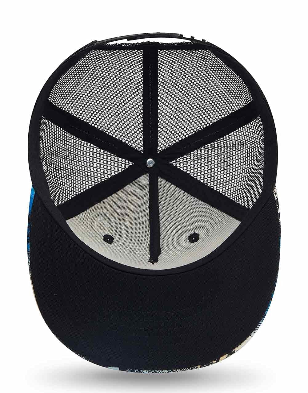 CLOTIME Graphic Trucker Hat Unisex Mesh Trucker Hat The Palm Coco Tree Cap Flat Bill Snapback Hats for Men Women, Blue, One Size