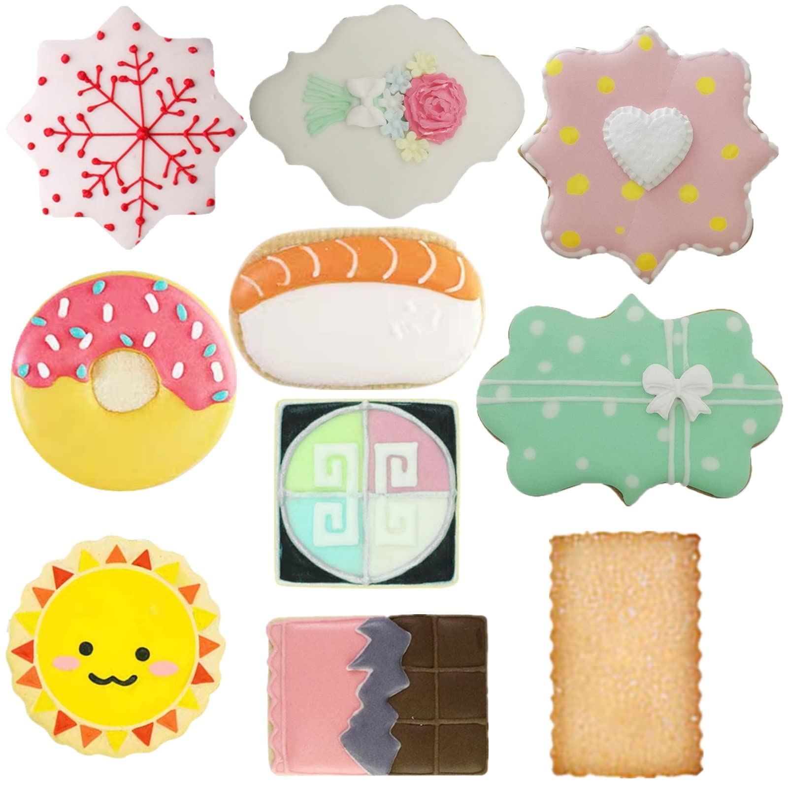 FancyĀ Plaque Cookie Cutters Set of 10 pcs, Stainless Steel Wedding Frames Shaped Fondant Cutter Molds Baking DIY