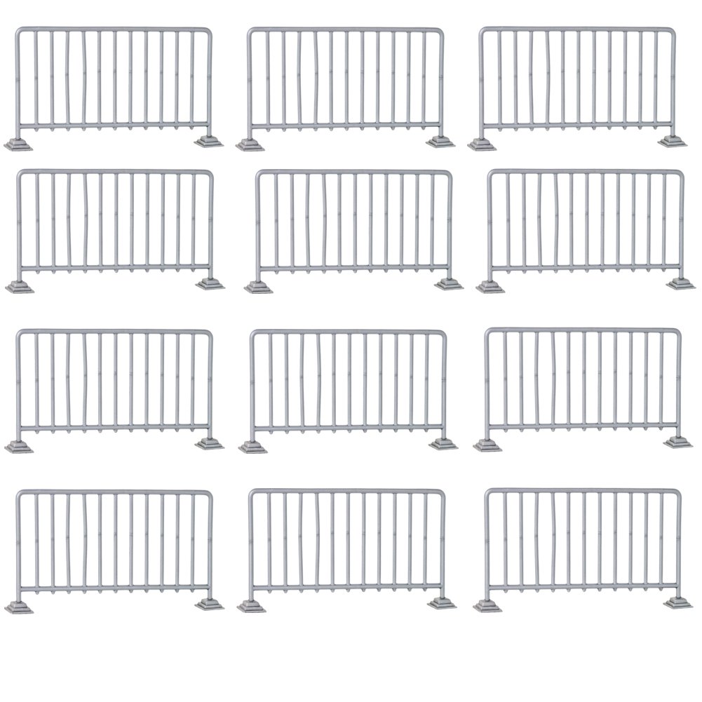 Set of 12 Silver Guardrails for Wrestling Action Figures