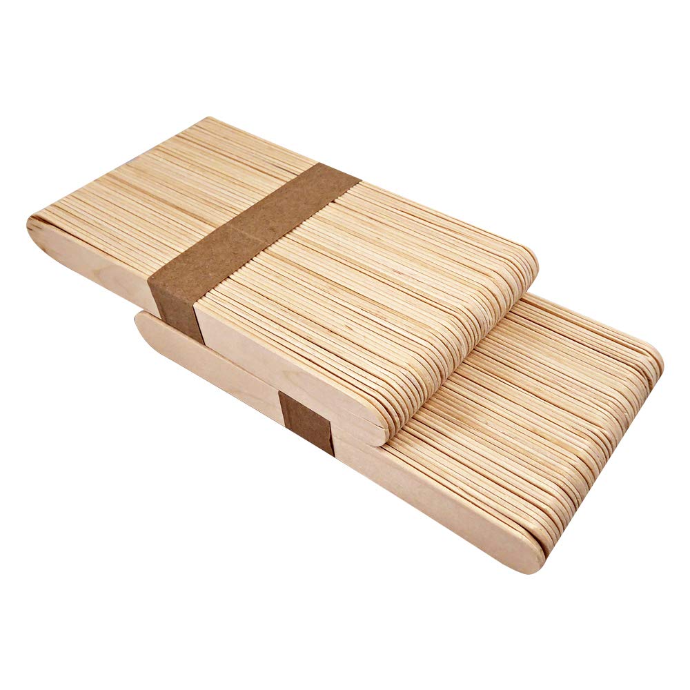 Waxness Wax Necessities Extra Polished Birchwood Rounded Body Wax Spatulas Applicators 100 Pack