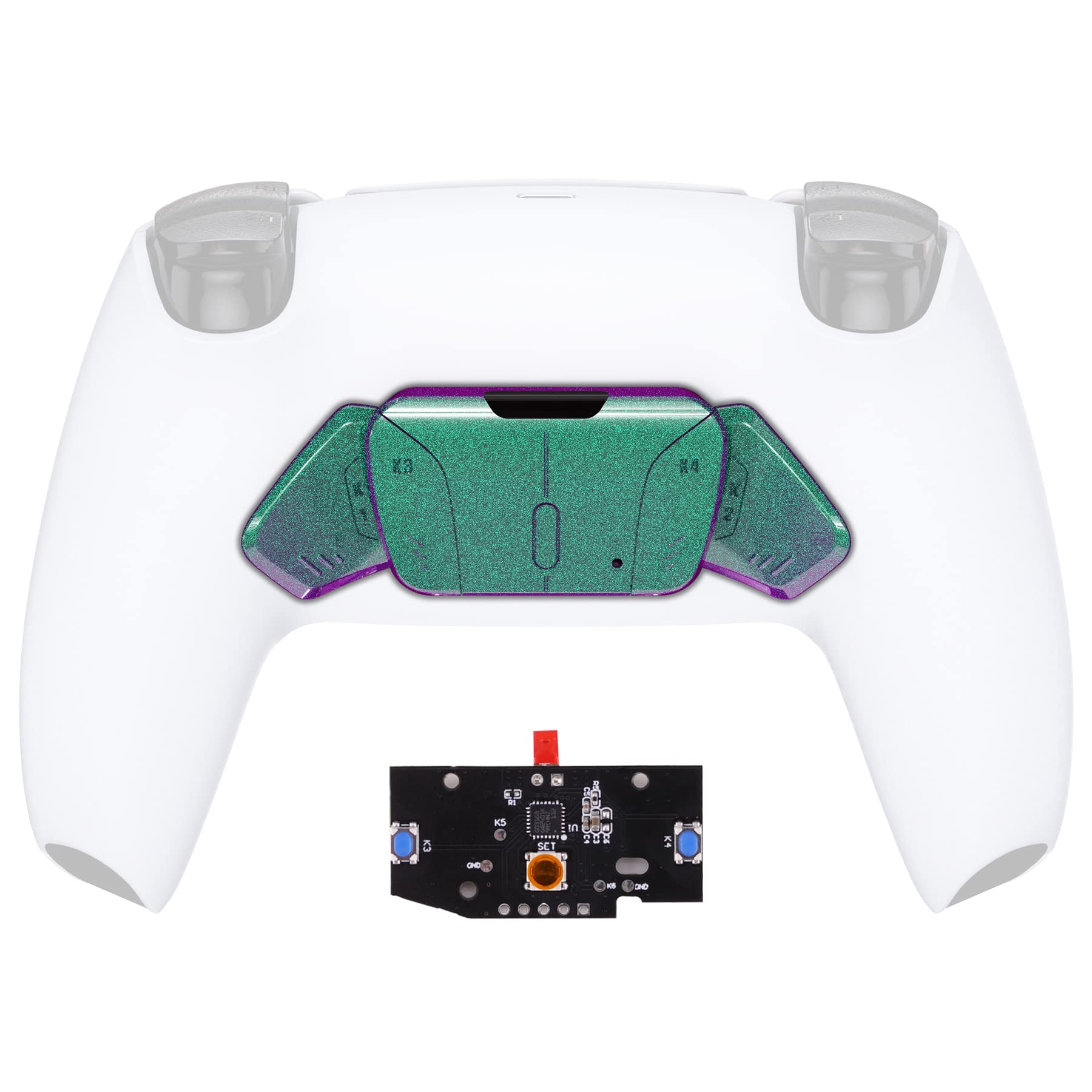 Turn RISE to RISE4 Kit – Redesigned Chamelon Green Purple K1 K2 K3 K4 Back Buttons & Remap PCB Board for PS5 Controller eXtremeRate RISE & RISE4 Remap kit - Controller & Other Accessories NOT Included