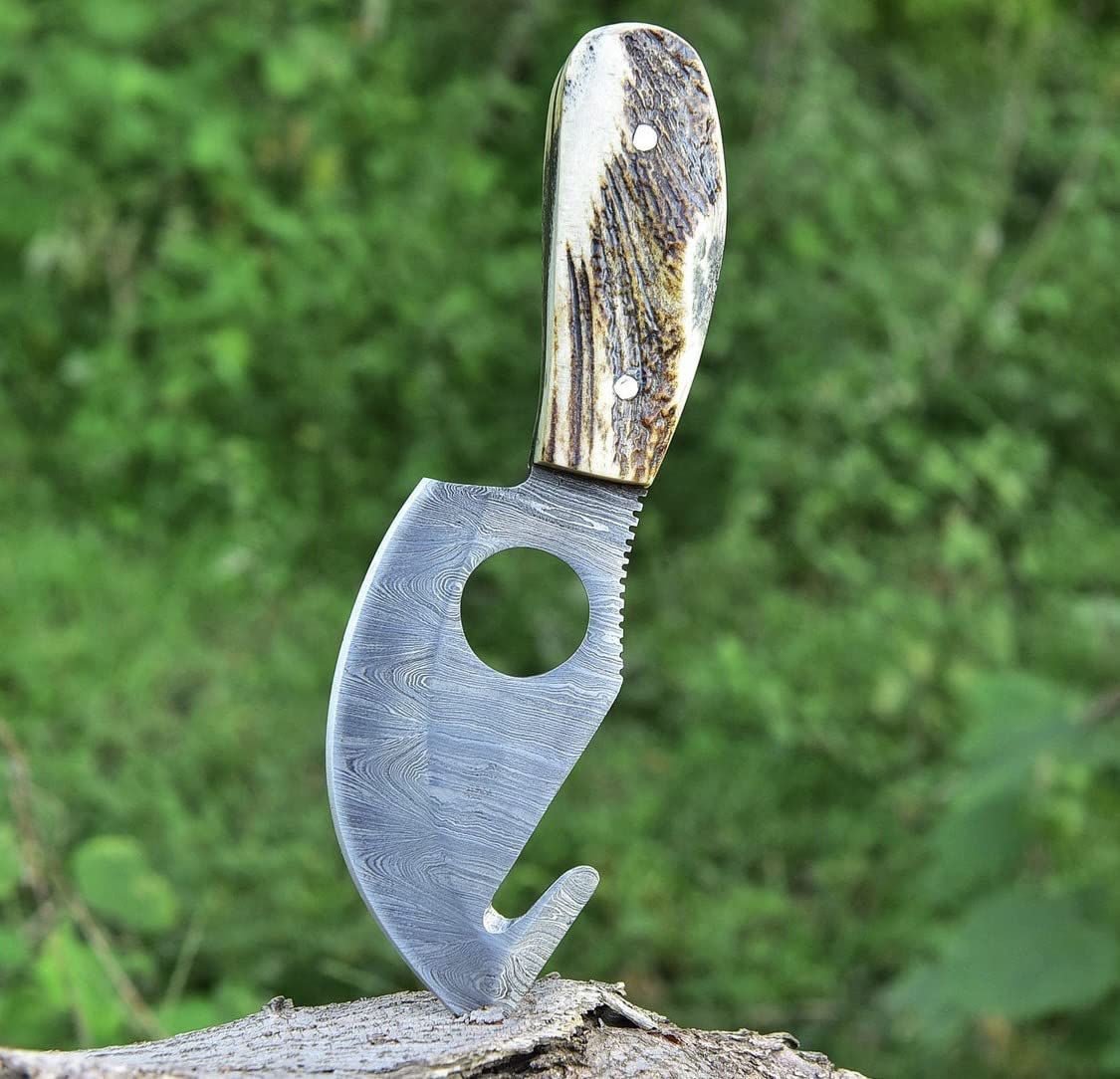 Damascus Hunting Knife Damascus Fixed Blade Knife Damascus Gut Hook Knife Damascus Ka br Knife Handmade Knives Camping knives