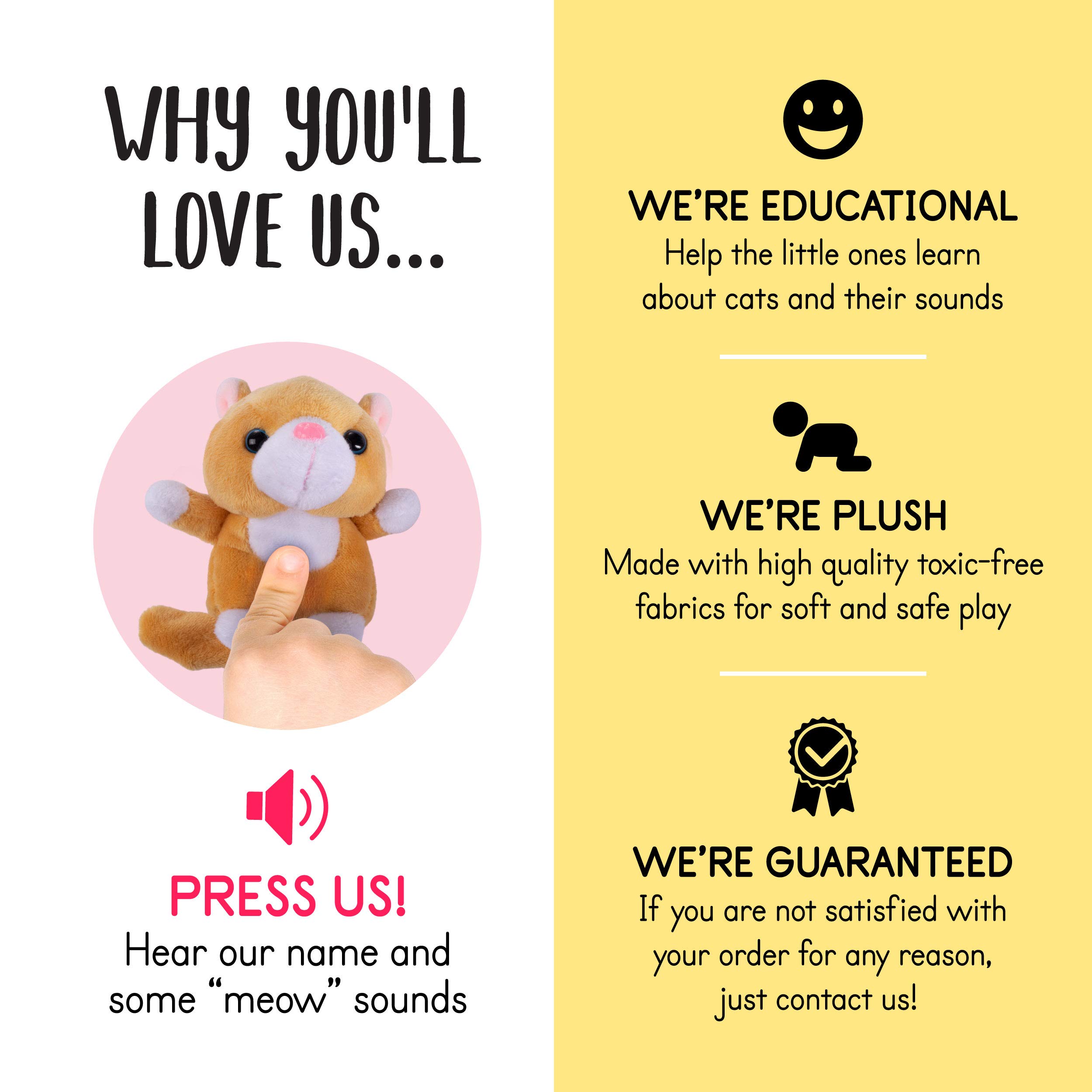 Plush Creations Talking Plush Cat House for Kids Includes Plush Cat House Carrier with 4 Soft Stuffed Talking & Meowing Kittens & A Cat Plush Milk Bowl Best Interactive Toy for Babies Or Toddlers