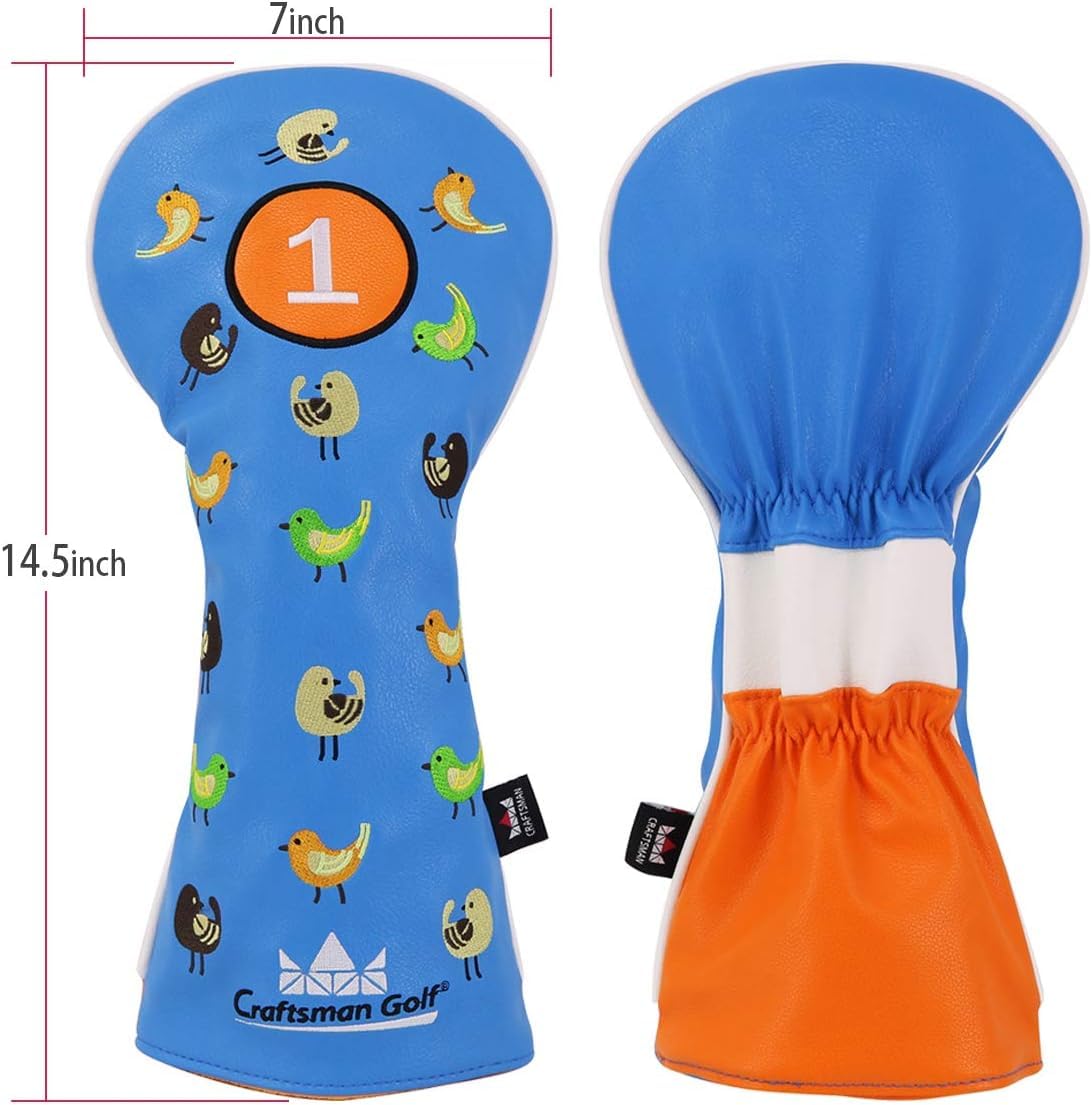 Craftsman Golf Birdie Birds Driver Fairway Wood Hybrid Headcovers for Ping Adams Etc.(3pcs (1,F,H))