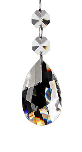 Fushing 20Pcs Chandelier Crystals, Clear Teardrop Crystal Chandelier Pendants Parts Beads, Hanging Crystals for Chandeliers (38mm, Clear)