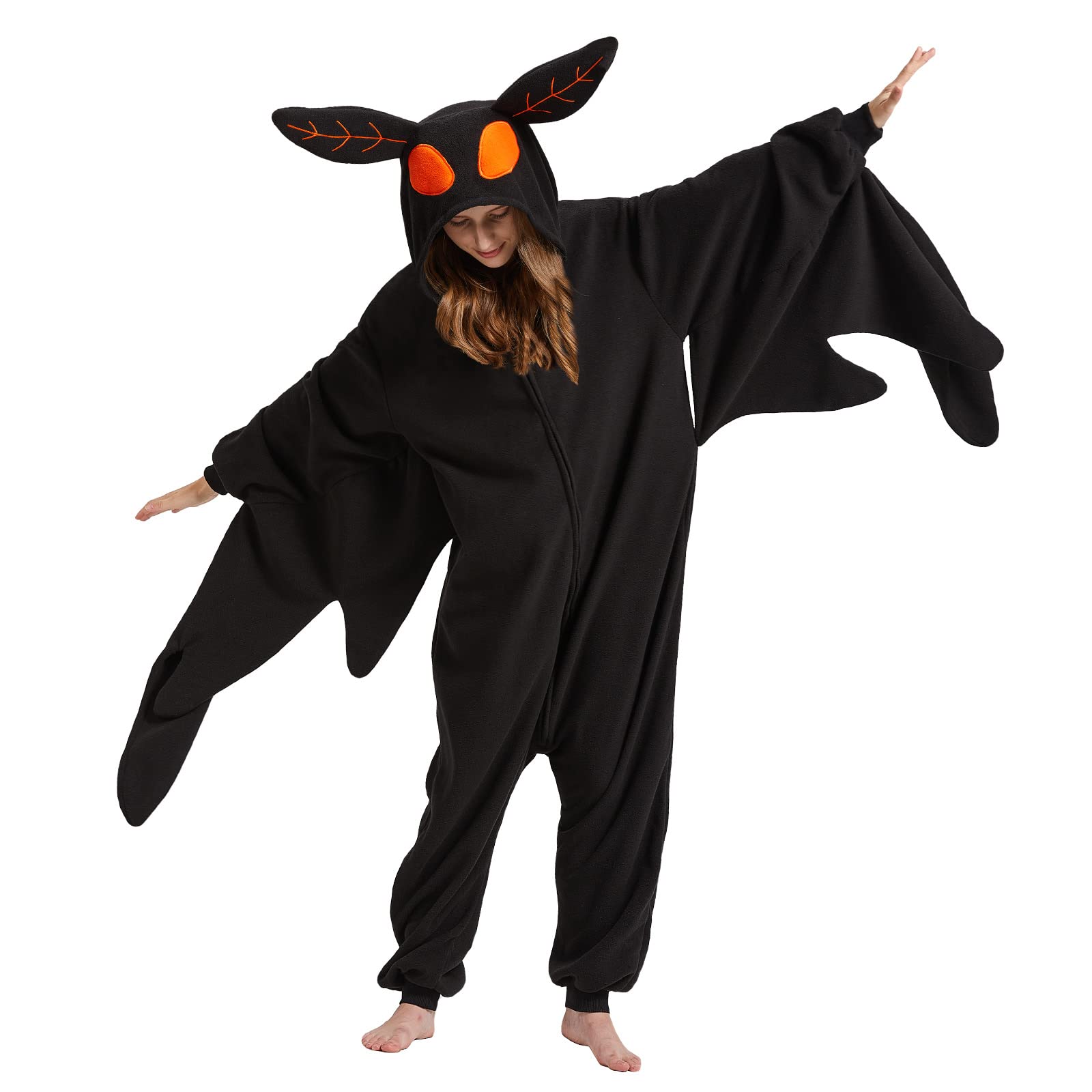 WAWRTOU Mothman Costume Halloween Onesie Adult Cosplay Animal Onesies Pajamas Christmas Sleepwear for Women Men