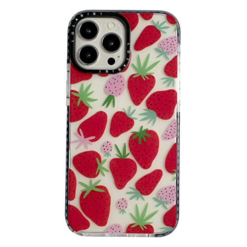 LOLAGIGI for iPhone 14 Pro Case for Women, Cute Strawberry Print Girly Design Kawaii Fruit Cartoon Pattern for Girls Teens Soft Clear TPU Case Cover for iPhone 14 Pro (6.1")
