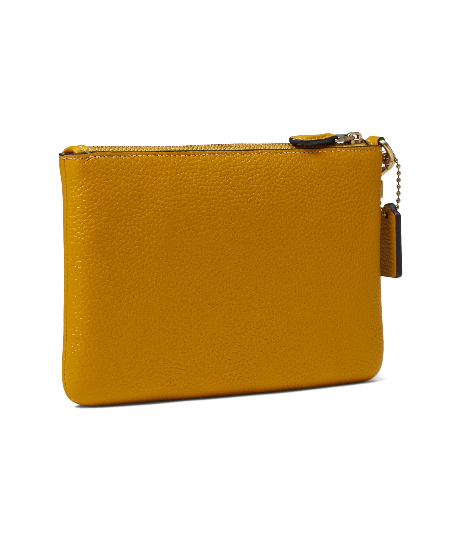 Coach Polished Pebble Small Wristlet Yellow Gold One Size
