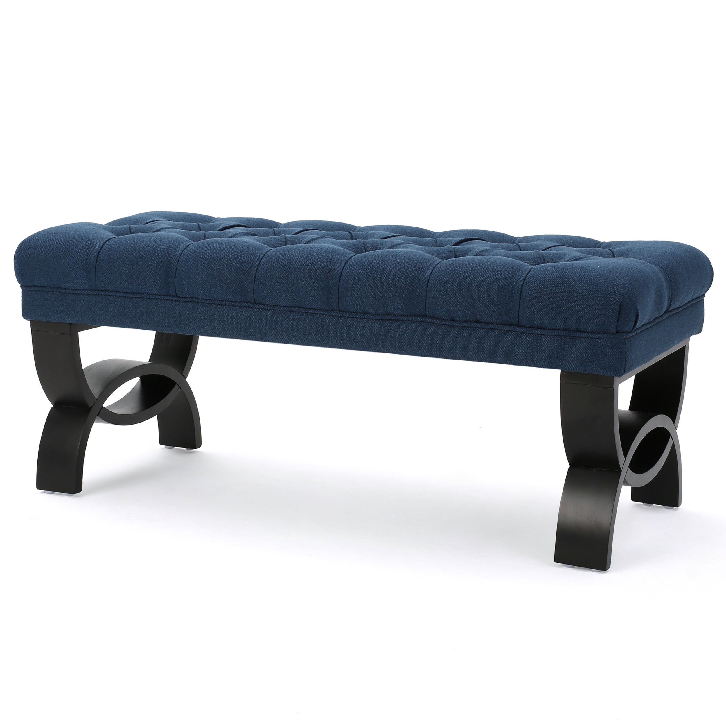 Christopher Knight Home Scarlett Fabric Ottoman Bench, Dark Blue 17.25âD x 41.00âW x 16.75âH