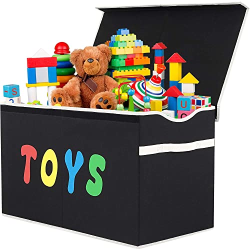 YOLOXO 2 PackToy Box Chest, Collapsible Sturdy Storage Bins with Lids, Extra Large Kids Toy Storage Organizer Boxes Bins Baskets for Kids, Boys, Girls, Nursery Room, Playroom, Closet