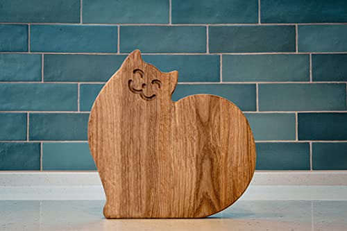 COOKAREA inspo, Heart Cat Premium Oak Cutting Board for Kitchen, Reversible, Serving board for Charcuterie, Vegetables and Meat, 10" x 10" x 1" (Oak, Natural)