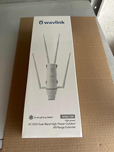 WAVLINK AC1200 High Power Outdoor Weatherproof WiFi Range Extender, Long Range Wireless AP/Router/Repeater/WISP Mode with POE Powered, Point to Point WiFi Bridge, 4x7dBi Omni Directional Antennas