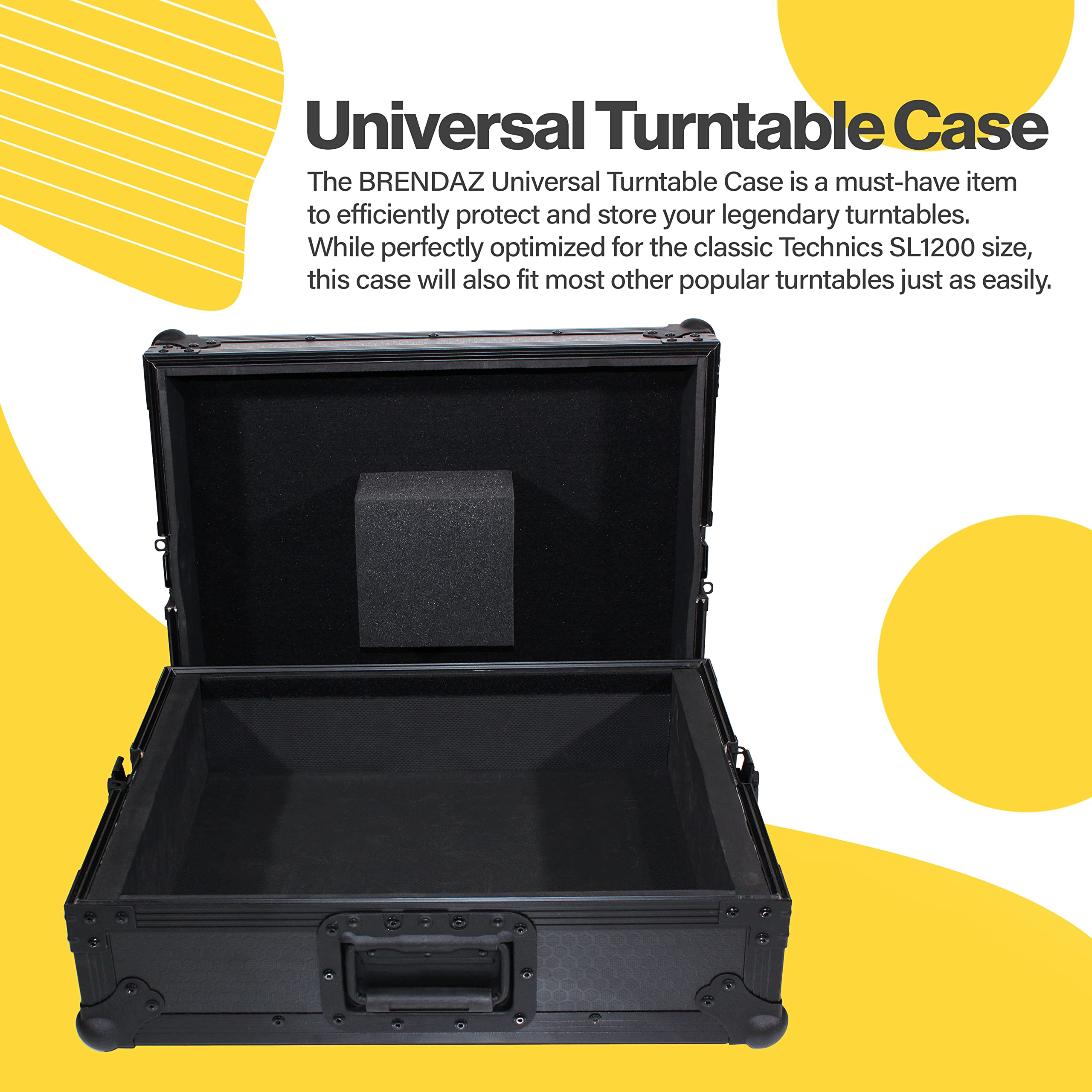 BRENDAZ Universal Flight Case for Turntable with Foam for Interior Support, Compatible with Classic Technics SL1200 Turntable (RED)