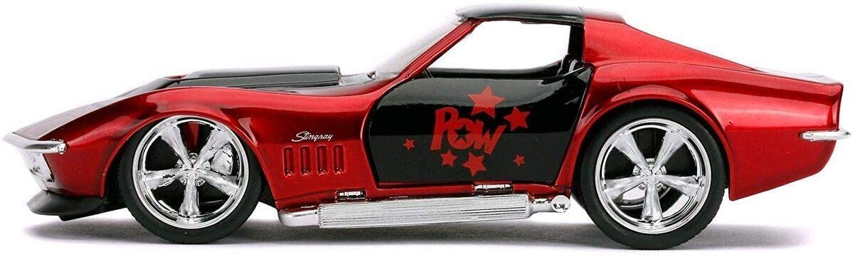 Jada Toys DC Comics 1:32 Harley Quinn 1969 Chevy Corvette Stingray Die-cast Car, Toys for Kids and Adults