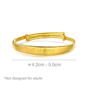 CHOW SANG SANG 999.9 24K Gold Price-by-Weight 3.51g Gold Prosperity Adjustable Bangle Bracelet for Tiny Size Gift 56809K