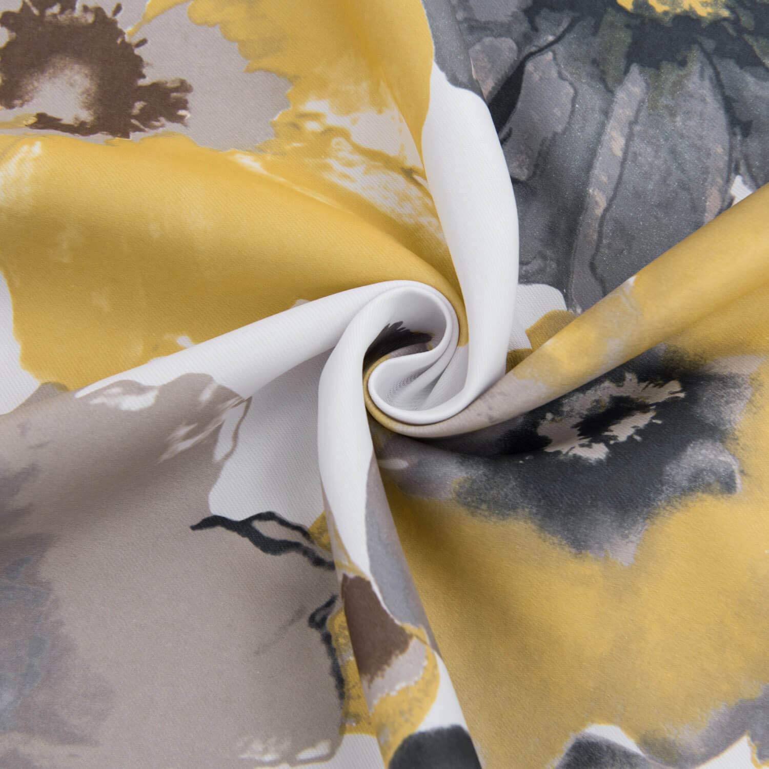 Clacoco Gray Yellow Flower Curtains and Drapes for Living Room Grommet Top 1Panel 42" W 84" L