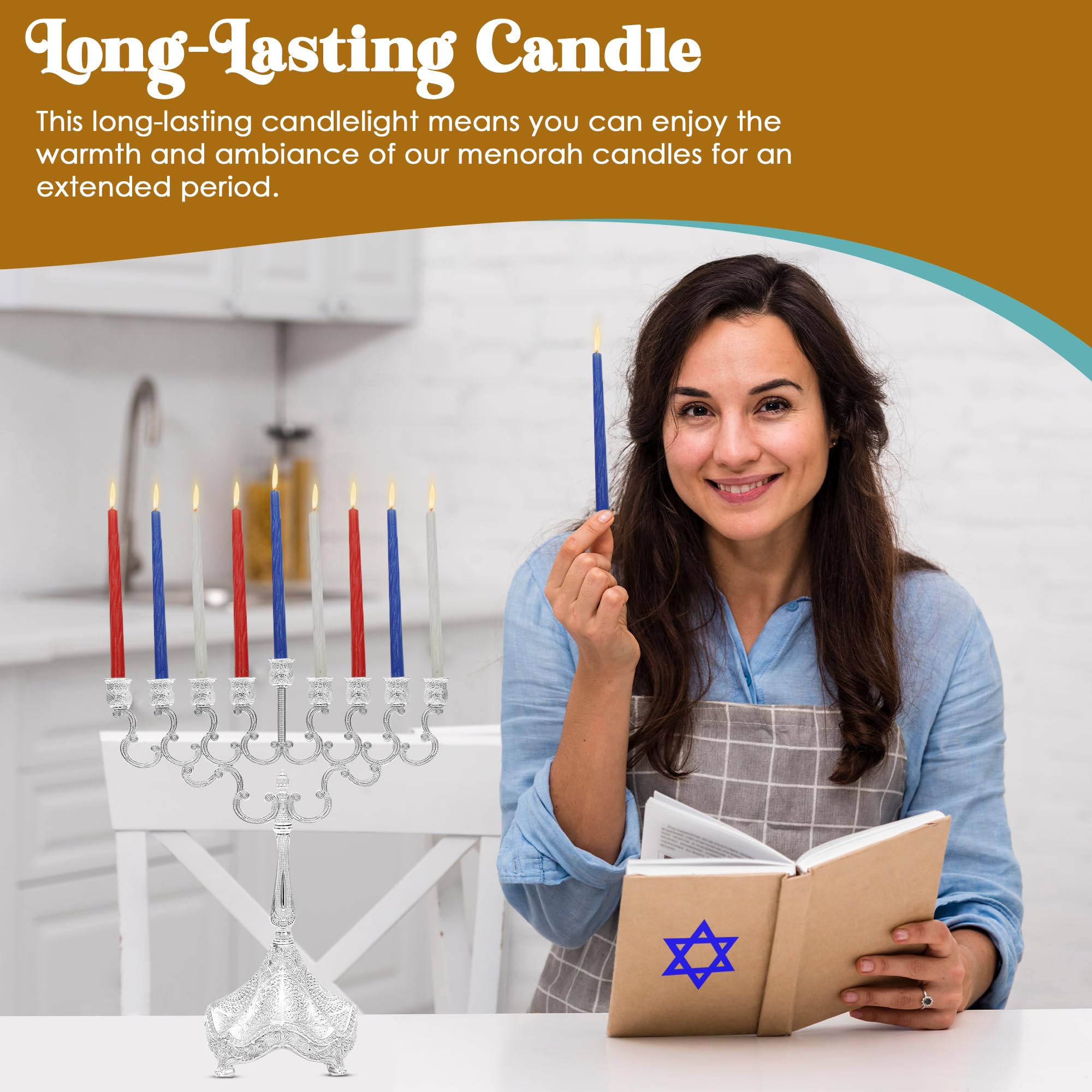 Majestic Giftware Multicolor Hanukkah Candles - CH-C | 4 Inches High 44 Dripless Handcrafted Chanukah Candles for All 8 Nights of Hanukkah (Red/Blue/Yellow/White)
