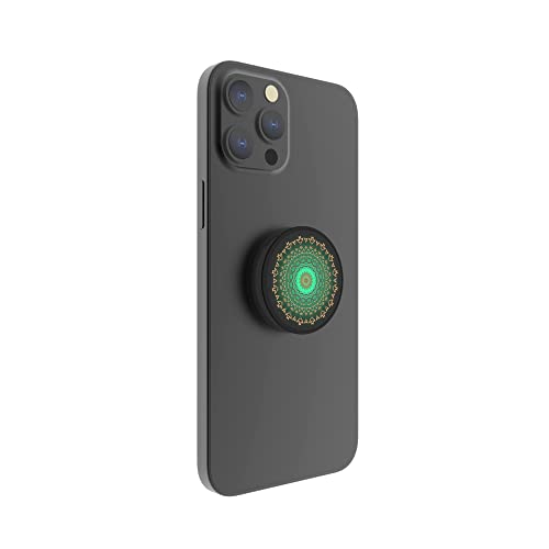 FAB POPS Magnetic Phone Grip with Collapsible AIRPOP Technology and built in Magnets Made in the USA Green Mandala