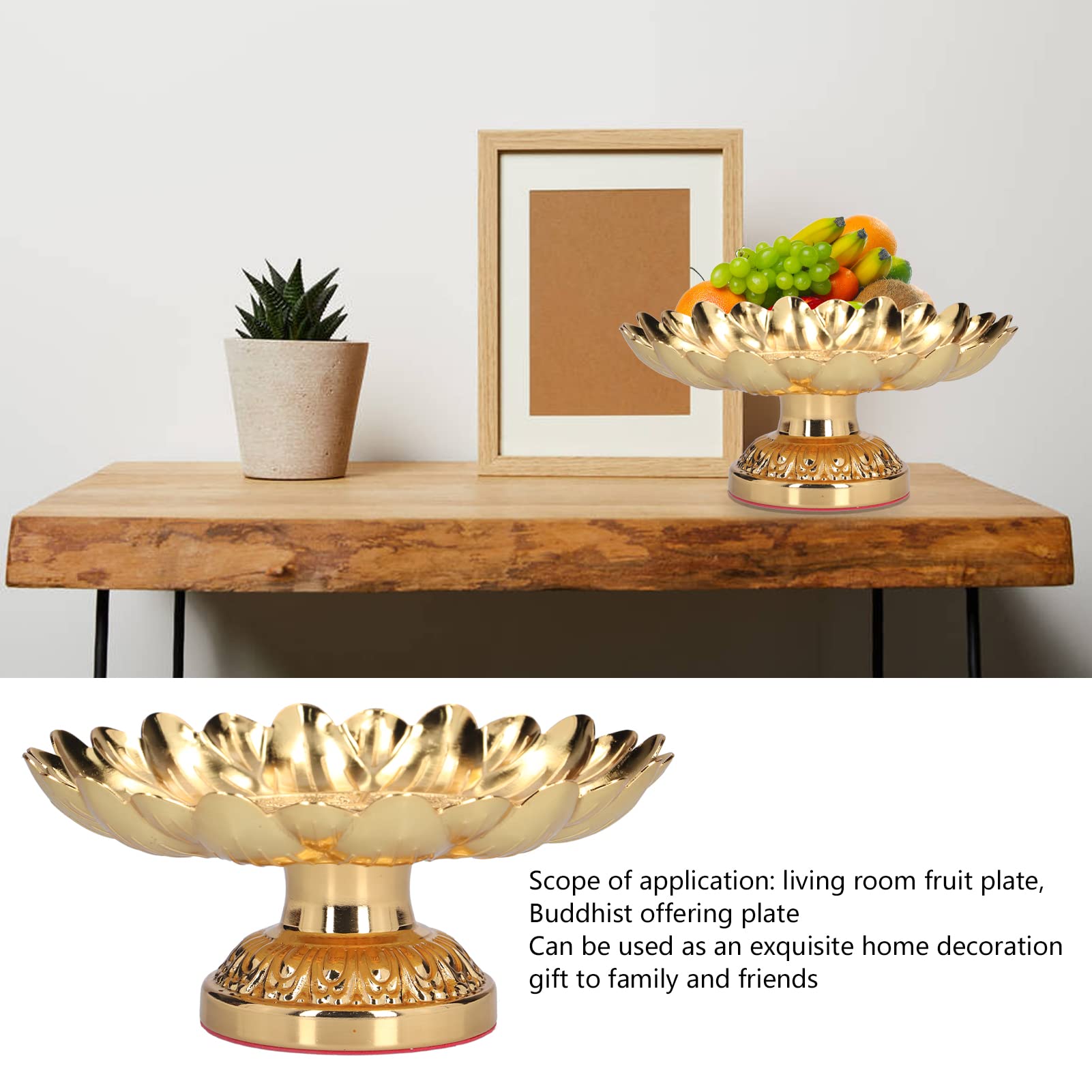 Decorative Tray Decor, Small Decorative Tray High Capacity Delicacy Offering Bowl Decorative Plate for Placing Fruit Worship Buddha(press 7 Inch Lace Heavy Fruit Plate)