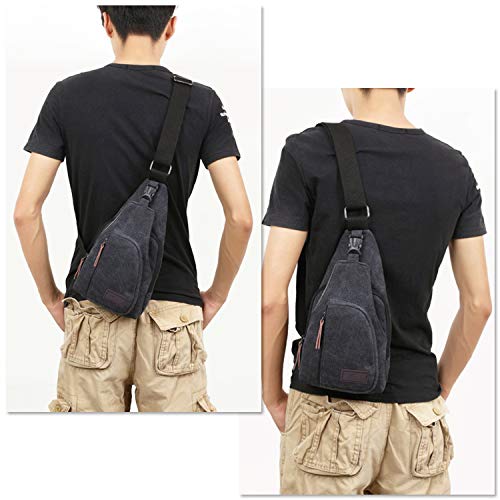 Kalevel Outdoor Travel Crossbody Backpack Casual Shoulder Chest Bag (Black,L)
