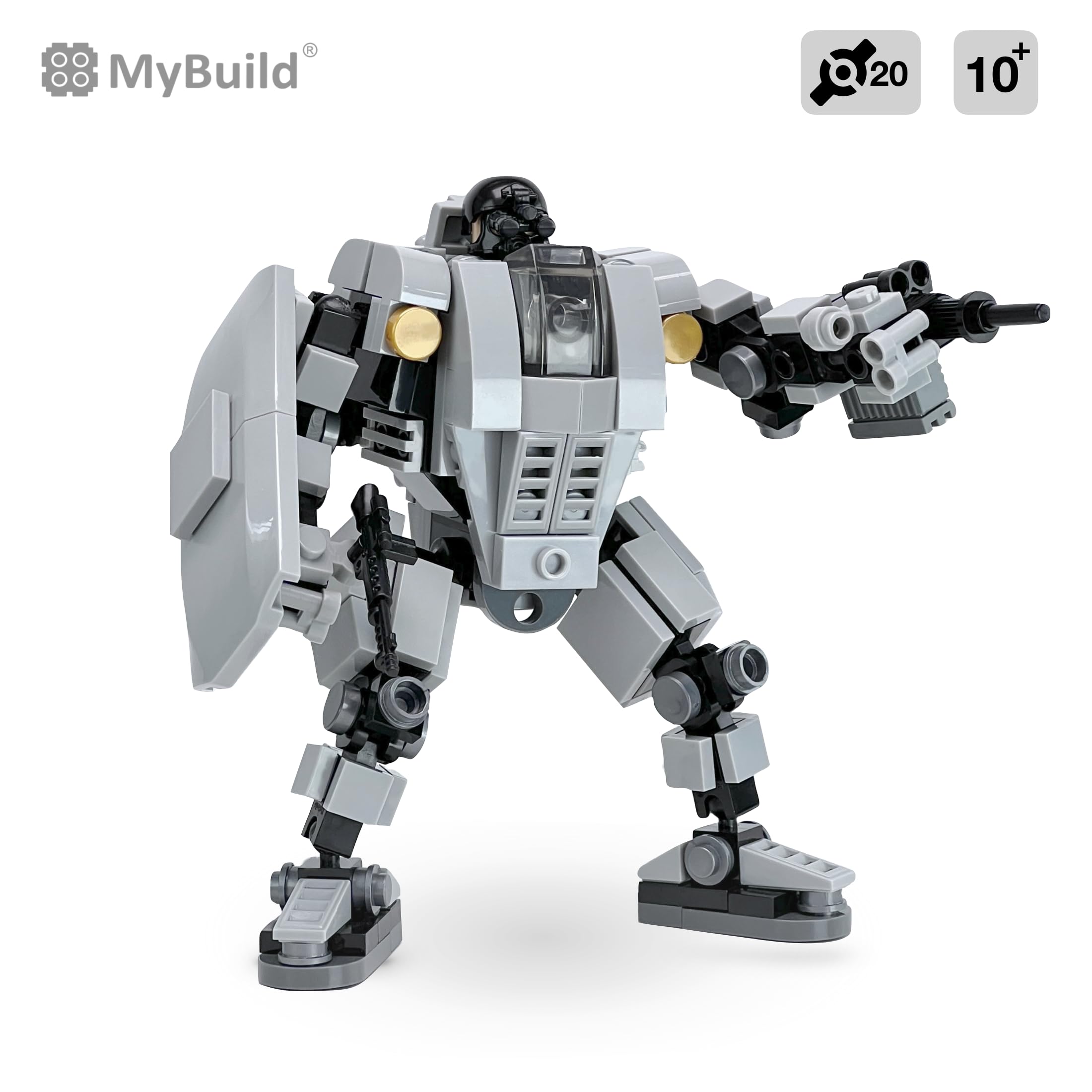 MyBuild Mecha Frame 5 Mech Suit Building Toys Gray Mech Building Bricks Base Defender MF05-A01