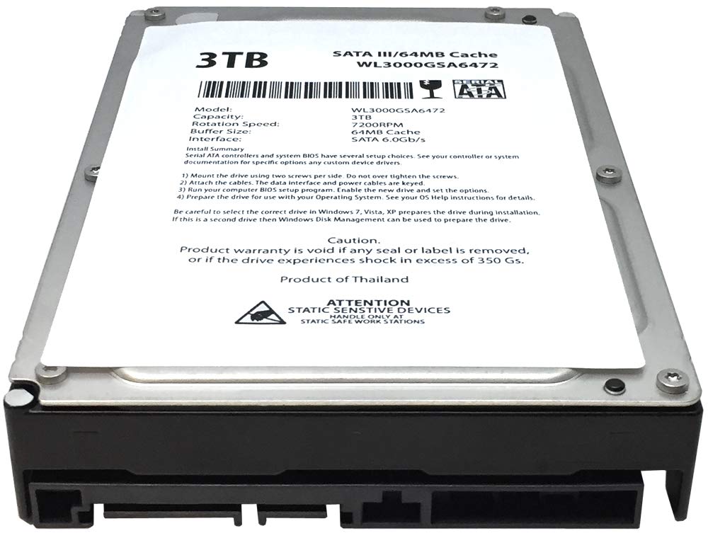 WL 3TB 7200RPM 64MB Cache SATA III 6.0Gb/s 3.5" Internal Desktop Hard Drive (For RAID, NAS, DVR, Desktop PC) w/1 Year Warranty