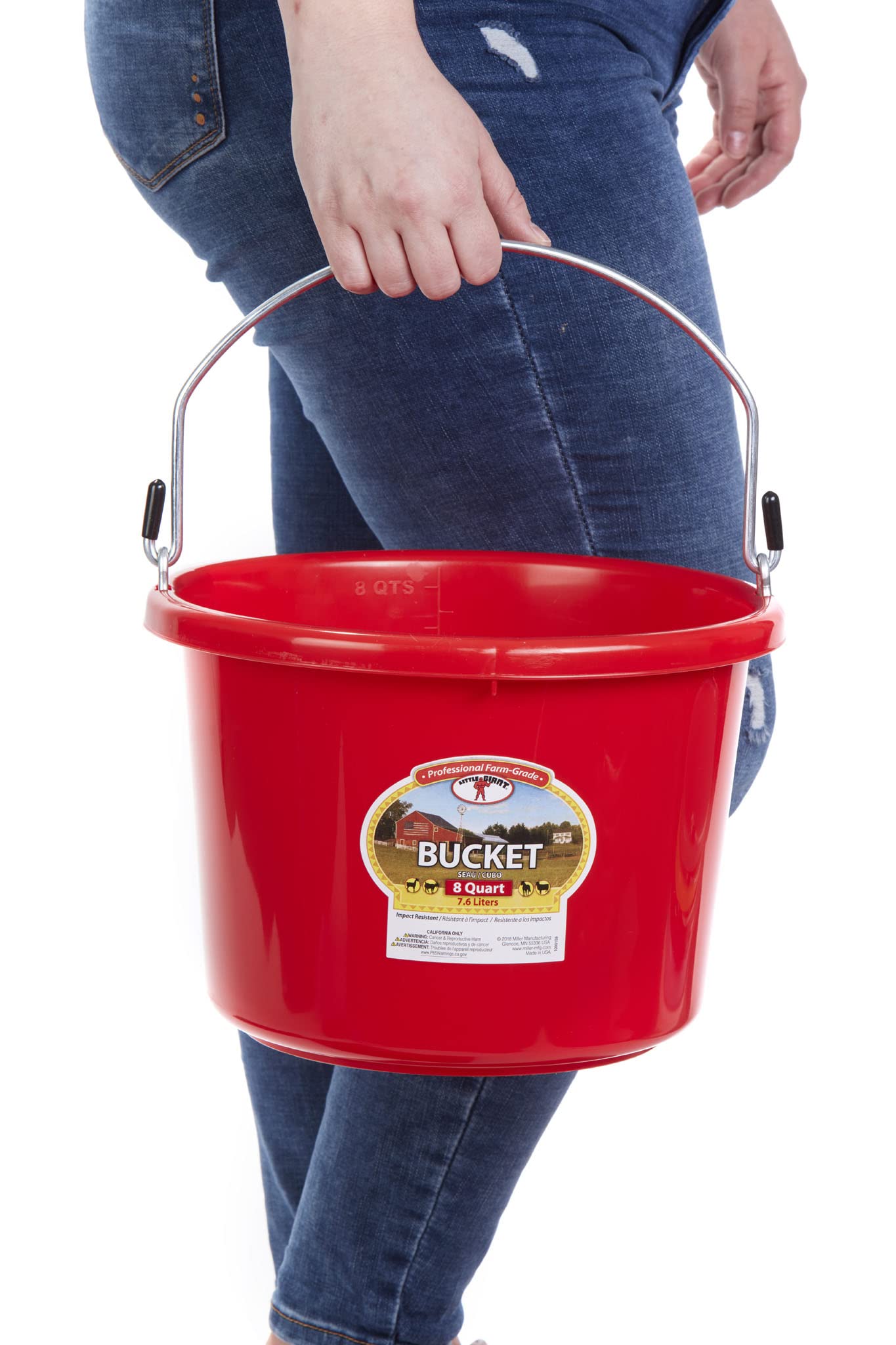 Plastic Animal Feed Bucket (Purple) - Little Giant - Round Plastic Feed Bucket with Metal Handle (8 Quarts / 2 Gallons) (Item No. P8RED6)