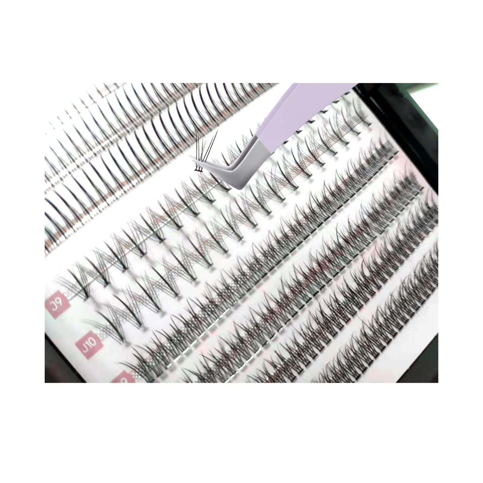 MLEN DIARY Lash Tweezers for Eyelash Extensions Stainless Steel Eyelash Extension Tweezers Curved L Angled Tips Flat Lashing Tweezer Tools for Volume,Isolation & Classic Lashes - Purple