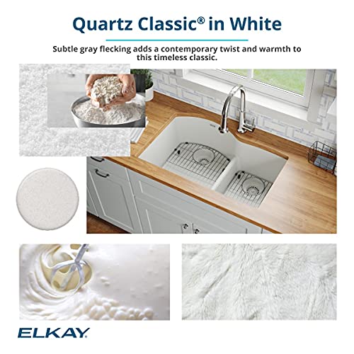 Elkay Quartz Classic ELG3322WH0 White Equal Double Bowl Top Mount Sink