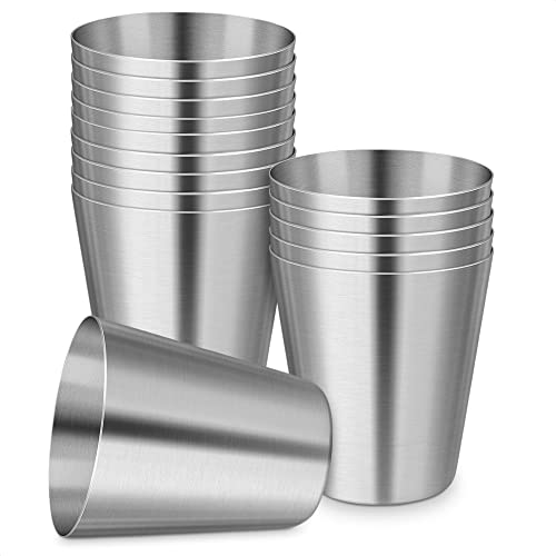 Set of 15pcs Stainless Steel Shot Glasses Drinking Vessel - 30 ml (1oz) Outdoor Camping Travel Coffee Tea Cup, Silver Cup - Unbreakable Metal Shooters for Whiskey Tequila Liquor Great Barware Gift