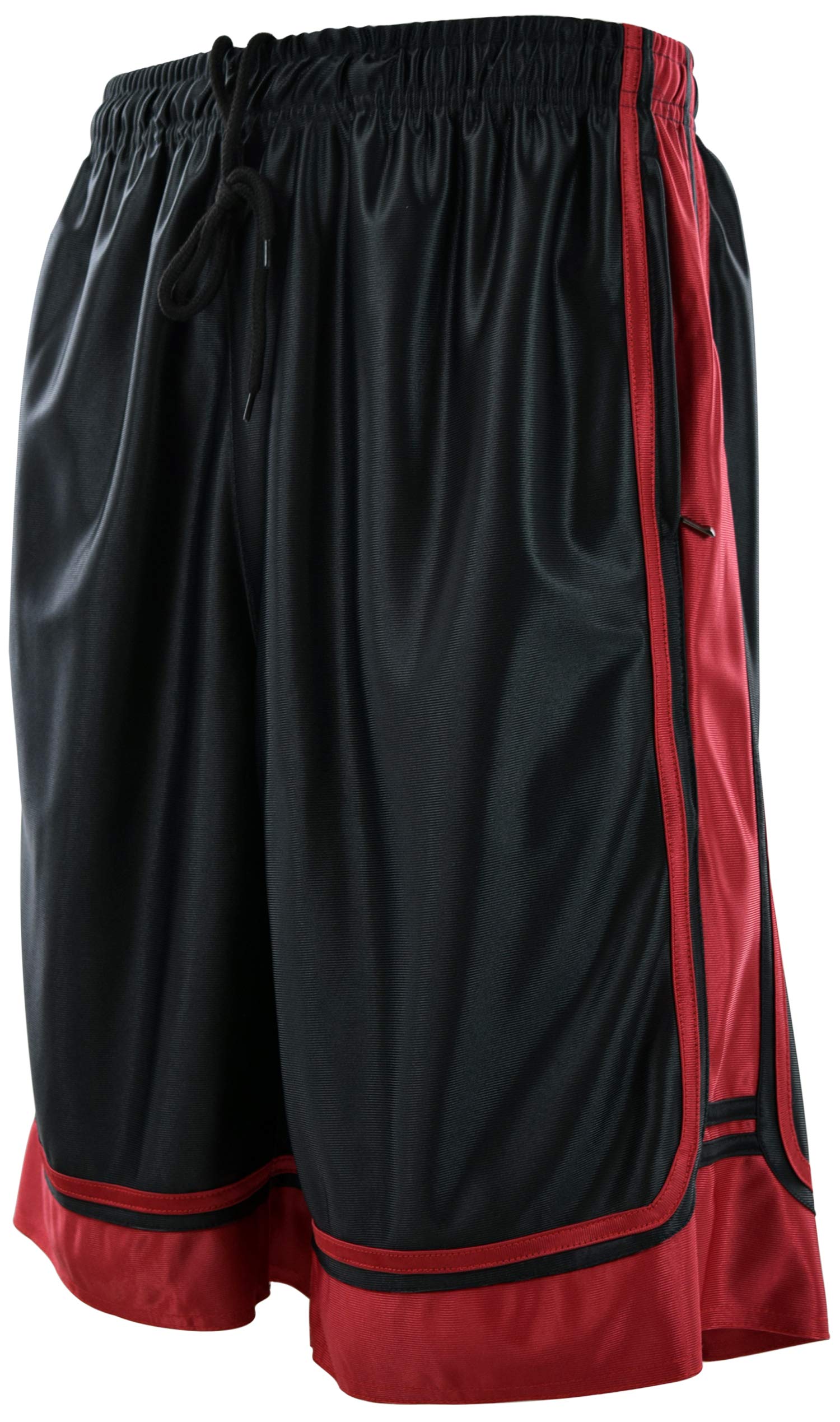 ChoiceApparel Mens Two Tone Training/Basketball Shorts with Pockets (S up to 4XL) (XL, Zipper-Black/Red)