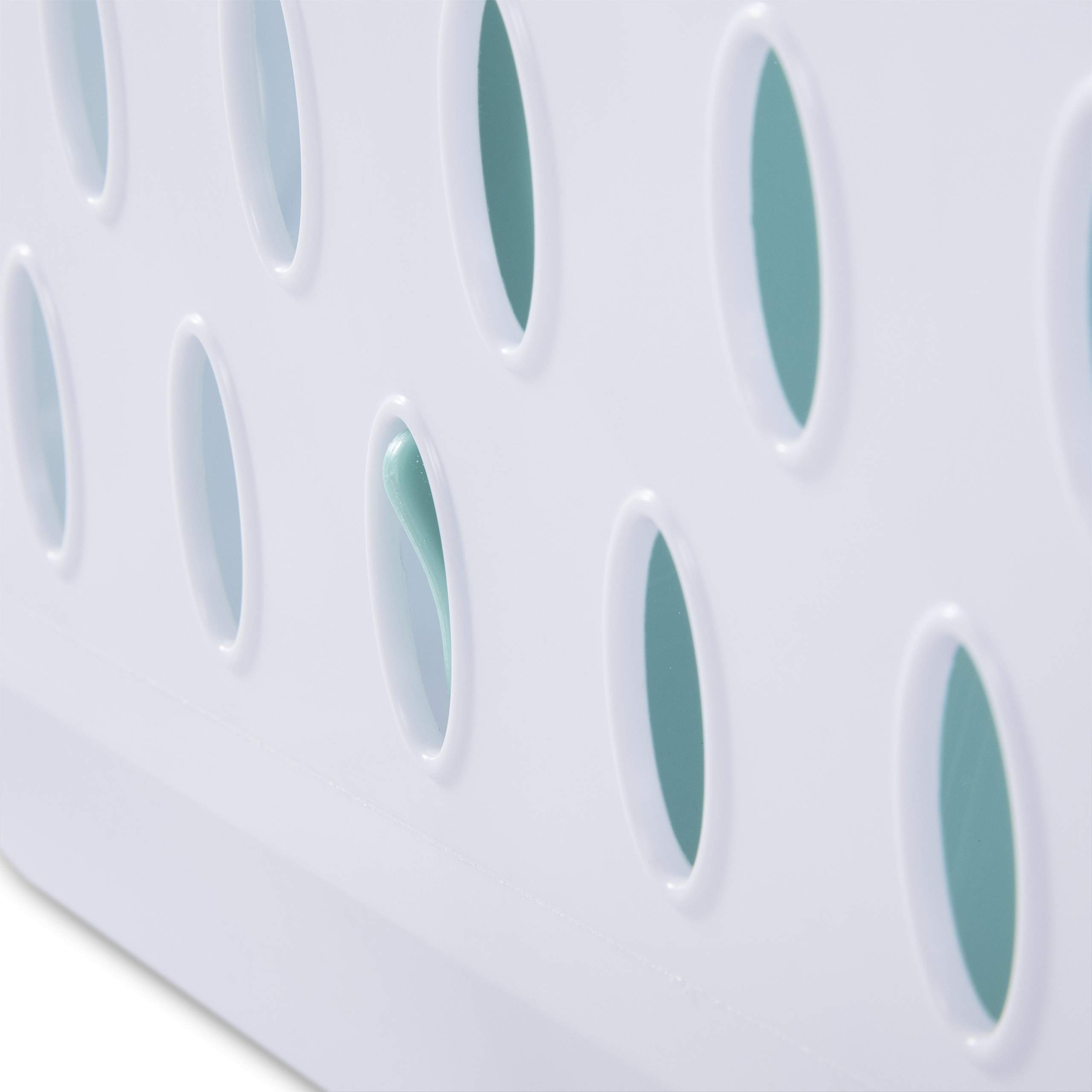 Sterilite 12138004 Laundry Basket 2.2 Bushel White Aqua Chrome Handles/Divider (Pack of 4)