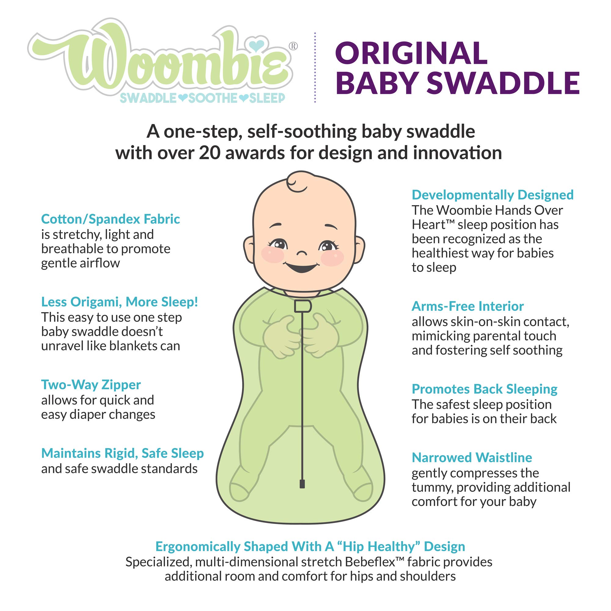 Woombie Air Nursery Swaddling Blanket - for Babies Up to 3 Months - Vented (Pink Posey, 5-13 lbs)
