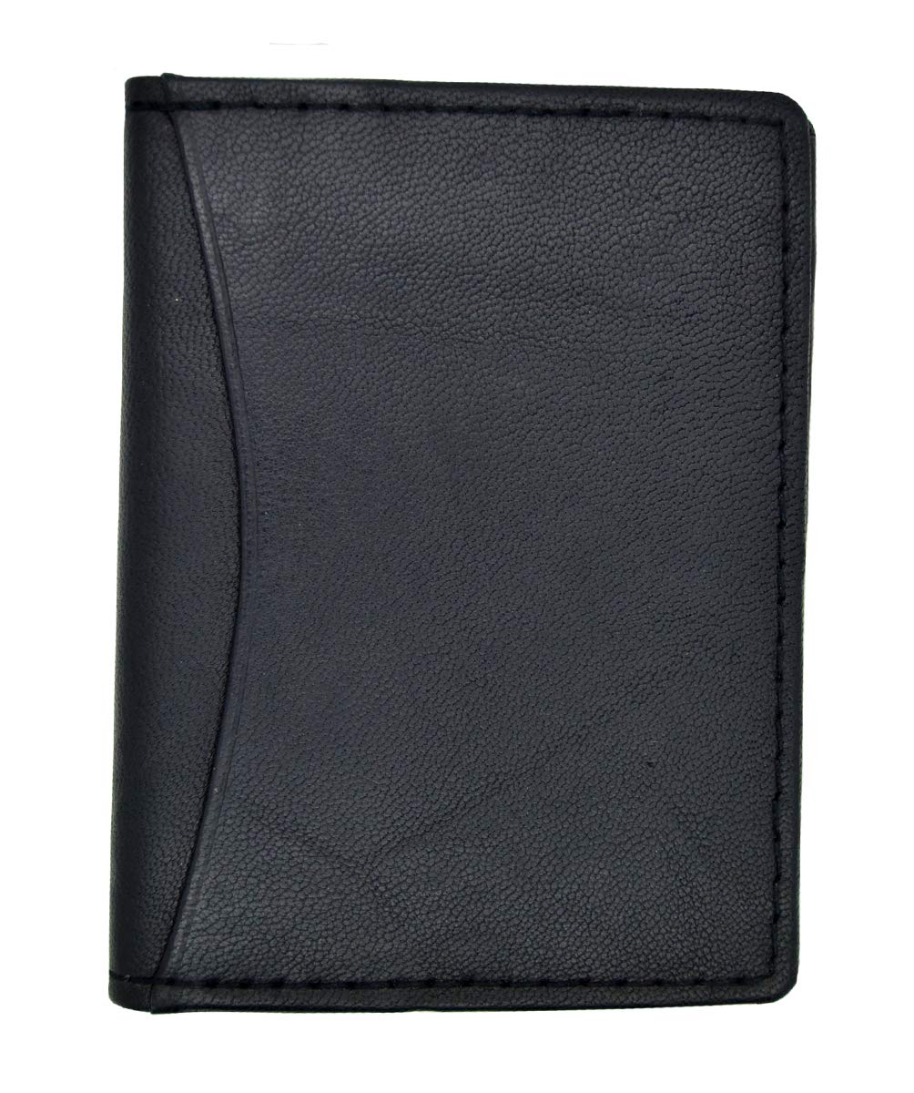 Slim Leather Black Bi-fold Wallet Credit Card Holder Thin Pockets Unisex Men Women Wallet