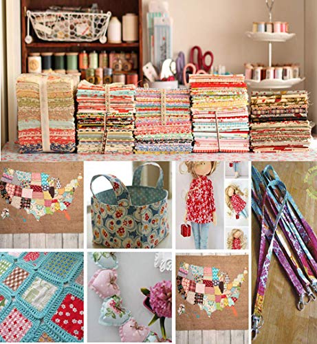 Quilting Fabric, Misscrafts Cotton Craft Fabric Bundle Squares Patchwork Pre-Cut Quilt Squares for DIY Sewing Scrapbooking Quilting Dot Pattern (50PCS 20X20cm)