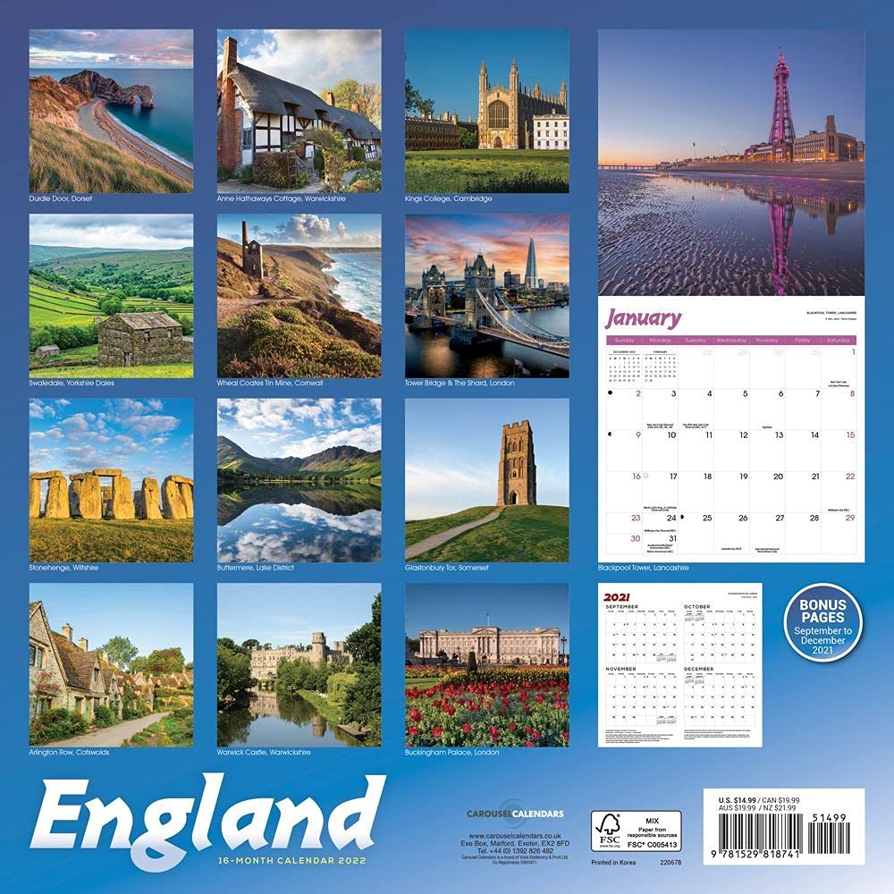 Carousel Calendars, England 2022 Wall Calendar