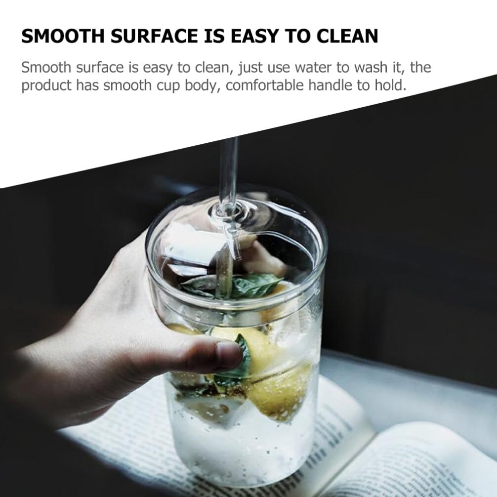 DOITOOL Glass Cups with Lid and Straw- Clear Aesthetic Cups Boba Cup- Glass Water Bottles Reusable Tumbler with Lid and Straw for Bubble Tea Juice Iced Coffee
