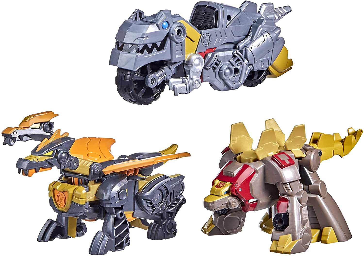 Transformers Dinobot Adventures Dino Squad Grimlock, Dinobot Snarl, and Predaking 3-Pack Converting Action Figures Bundle with 2 My Outlet Mall Stickers