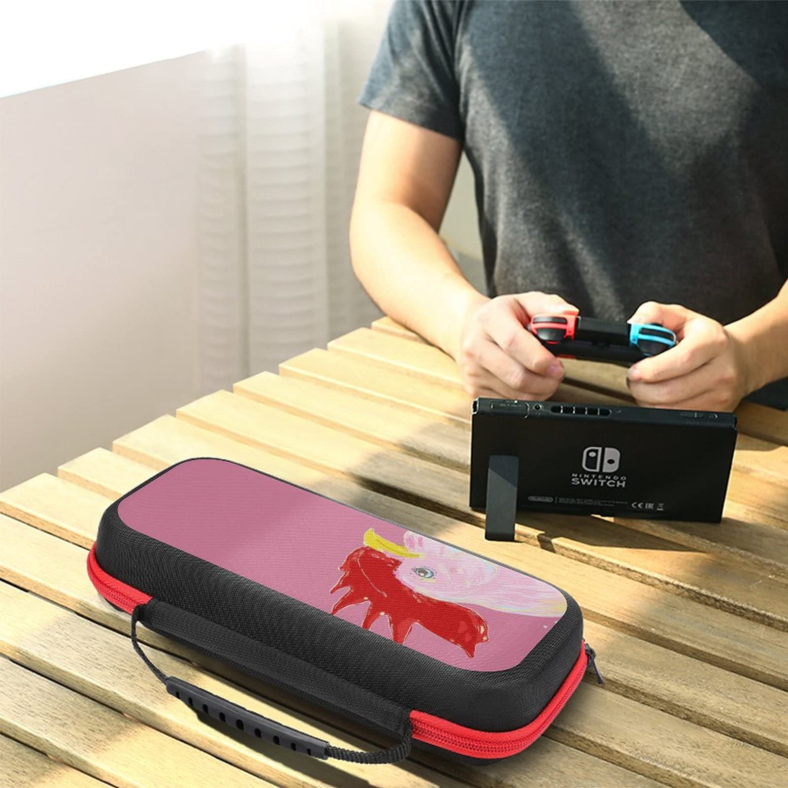 Chicken Pink Rooster Travel Carrying Case Game Bag for Nintendo Switch Console Accessories Holds 20 Game Card Bag