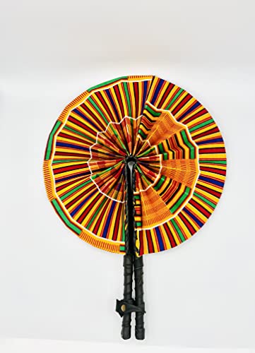 Shophaven African Fan 2, African Ankara Print Fan, Ankara Handheld Fan, Afrocentric Foldable Fan, African Kente Print Fan