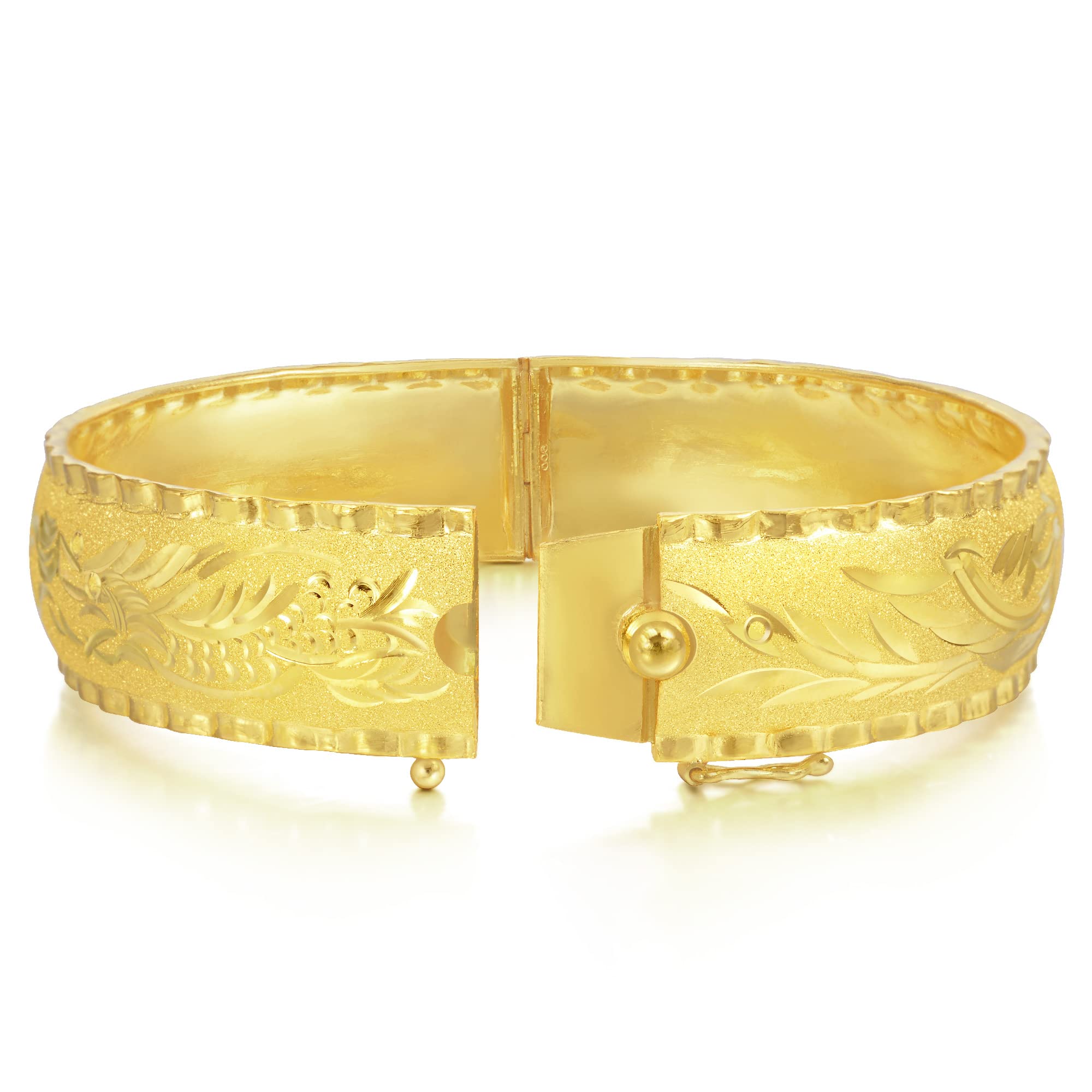 CHOW SANG SANG 999.9 24K Solid Gold Price-by-Weight 18.56g Gold Dragon & Phoenix Bangle for Women and Wedding Occasion 84936K | Size: 7