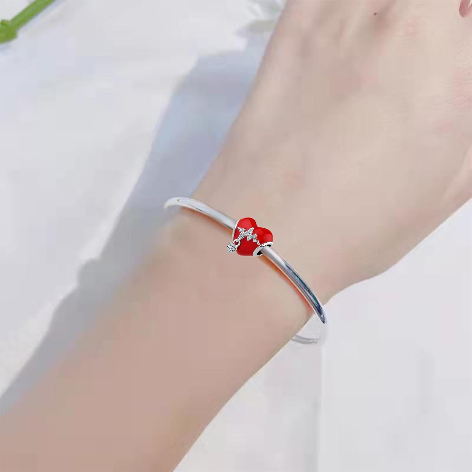 Chili Jewelry Heart Love Heartbeat Charms Electrocardiogram ECG Beads Compatible With Pandora Charms Bracelets