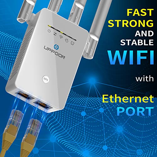 WiFi Extender, Wi Fi Extenders Signal Booster for Home Cover up to 8000 sq.ft & 35 Devices, Wireless Internet Signal Amplifier with Ethernet Port, Wi-Fi Repeater Easy Setup.