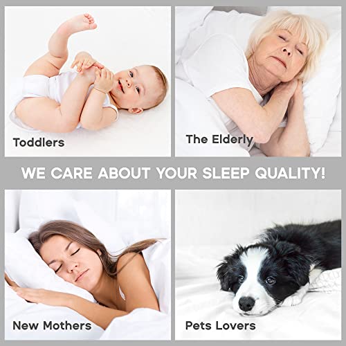 SONIVE Waterproof Mattress Pad Ultra Fluffy Soft Breathable Noiseless Quilted Fitted Mattress Protector Premuim Alternative Filling Topper Deep Pocket up to 21'' (Grey, Queen)