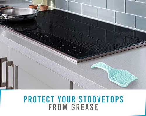 Decorative Owl Spoon Rest for Kitchen Countertop β Modern Farmhouse Spoon Holder for Stove in Lovely Aqua Blue, made with Chip-free Ceramic β Dishwasher Safe Utensil Rest