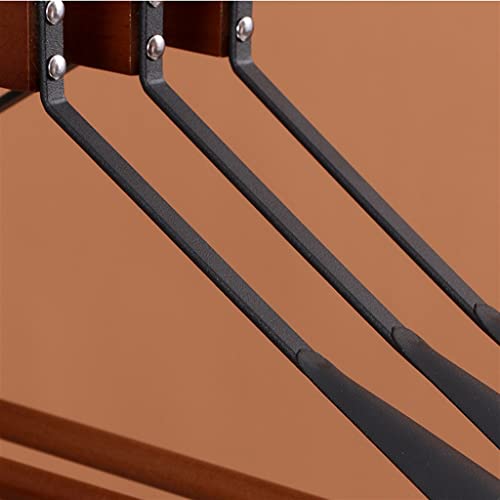 N/A Iron Wood Hanger Wooden Metal Set Household Iron Wide Shoulder Hanger Beech Wardrobe Clothes Hanger (Color : Black, Size : 45x25.5cm)