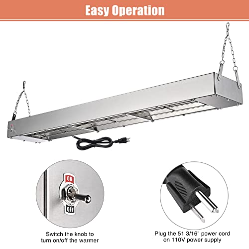 WeChef Electric Strip Heater 2 Pack Portable 36" 1000W Commercial Food Warmer Heating Lamp for Fry Chicken
