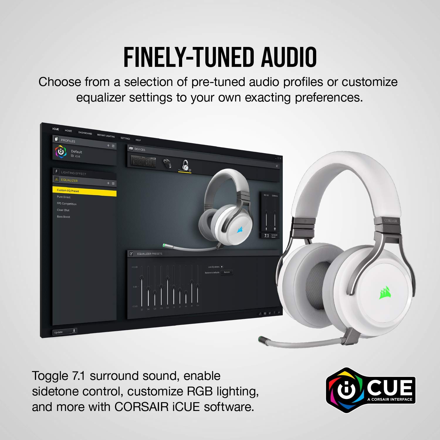 CORSAIR Virtuoso RGB Wireless High-Fidelity Gaming Headset, White, CA-9011186-NA (Renewed)