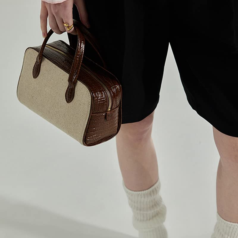 Coffee First Layer Cowhide Boston Bag New Soft Leather Women's Bag Vintage Handbag (Coffee)